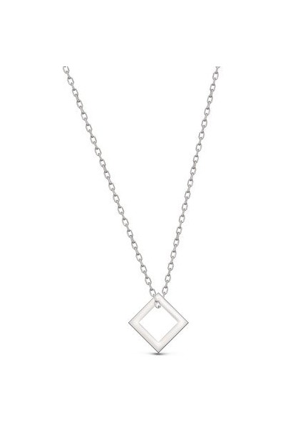 İpek Silver 925 Ayar Gümüş Kare Kadın Kolye
