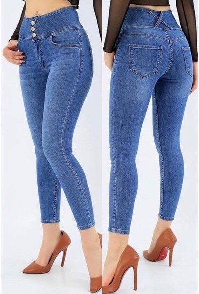 Yüksek Bel Likralı Jean Pantolon Yüksek Bel Likralı Jean Pantolon