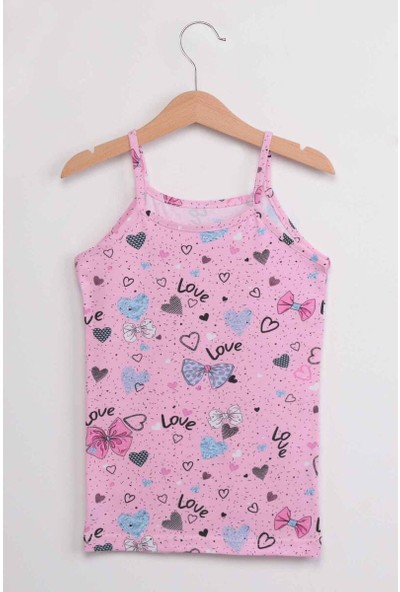 Tutku Elestan Ip Askılı Love Desenli Kız Çocuk Atlet | Pembe Tutku Elestan Ip Askılı Love Desenli Kız Çocuk Atlet | Pembe