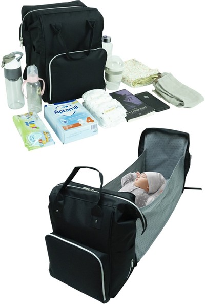 Mikasso Siyah Çok Fonksiyonlu Yataklı Sıvı Geçirmez Bebek Bakım Çantası Bebek Seyahat Çantası Sırt Çantası Mikasso Siyah Çok Fonksiyonlu Yataklı Sıvı Geçirmez Bebek Bakım Çantası Bebek Seyahat Çantası Sırt Çantası