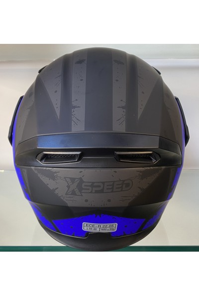 Xspeed Ece Belgeli Çene Açılır Kask Mat Mavi Desenli Yeni Sezon Xspeed Ece Belgeli Çene Açılır Kask Mat Mavi Desenli Yeni Sezon