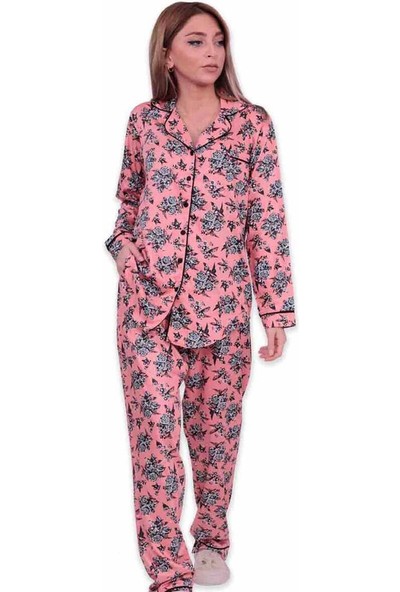 Aydoğan Desenli Poplin Gömlek Kadın Pijama Takımı 14026 | Somon Aydoğan Desenli Poplin Gömlek Kadın Pijama Takımı 14026 | Somon