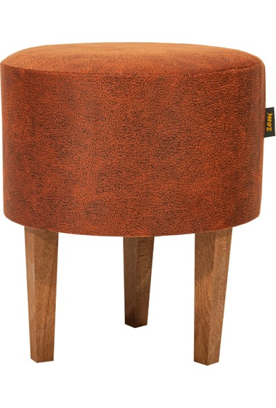 Zem Tom Orange Ahşap Ayaklı Puf