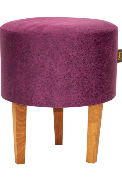 Zem Tom Mürdüm Ahşap Ayaklı Puf