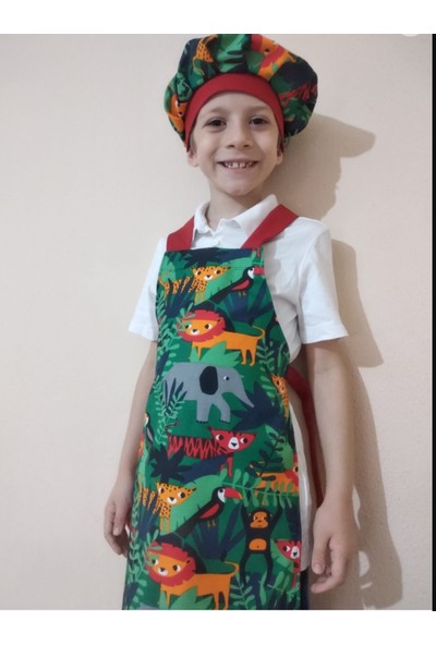 Hayvan Desenli Çocuk Mutfak Önlüğü
