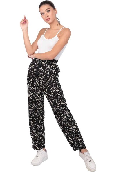 Asel Duru Viskon Büyük Beden Cepli Kadın Pantolon 1016 | Siyah