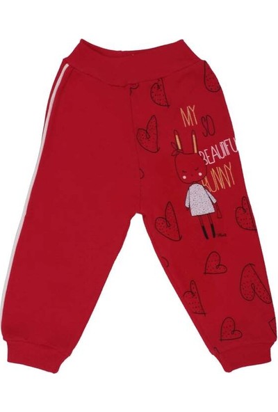 Tavşan Desenli Bebek Tek Alt 1074 | Kırmızı Tavşan Desenli Bebek Tek Alt 1074 | Kırmızı