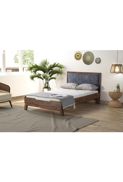 Modimo Anka Puflu Ahşap Karyola-Ceviz