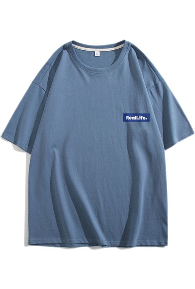 Hausen Mavi Harfli Erkek Yazlık Basit Tişört - Mavi (Yurt Dışından) Hausen Mavi Harfli Erkek Yazlık Basit Tişört - Mavi (Yurt Dışından)