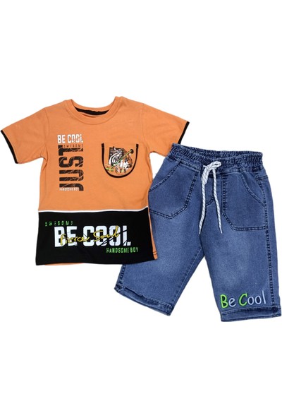 Mix Life Erkek Çocuk Be Cool Yazı Desenli Kot Şortlu Takım