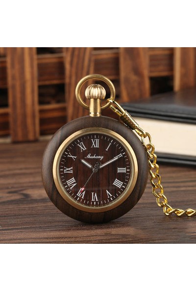 HaiTun Vintage Cebi Yüksek Kalite Ahşap Roma Sayısal Arama Büyük Cebi Abanoz Gülağacı Kuvars Hediye Pocket Watch | Pocket & Amp;fob Saatler