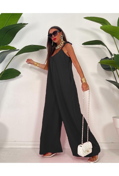 Black&Grace Askılı Cepli Aerobin Kumaş Tulum