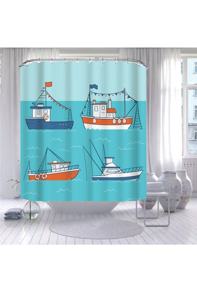 Yilegou 180X180CM Desenli Su Geçirmez Banyo Perdesi - Mavi (Yurt Dışından) Yilegou 180X180CM Desenli Su Geçirmez Banyo Perdesi - Mavi (Yurt Dışından)