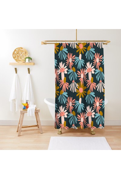 Yilegou 180X180CM Desenli Su Geçirmez Banyo Perdesi - Çok Renkli (Yurt Dışından)