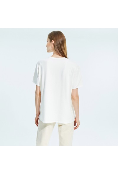Nautıca Kadın Beyaz Oversıze Kısa Kollu T-Shırt 25V508T.1MA
