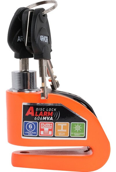 Armor 606MVA 6 mm 120 Desibel Motosiklet Alarmlı Disk Kilidi Gri Armor 606MVA 6 mm 120 Desibel Motosiklet Alarmlı Disk Kilidi Gri