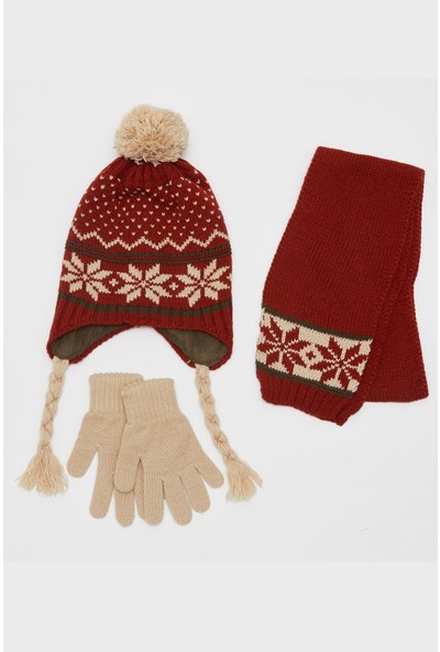 Fatella Erkek Çocuk Jakarlı Desenli Atkı Bere Eldiven Set Takım Fatella Erkek Çocuk Jakarlı Desenli Atkı Bere Eldiven Set Takım