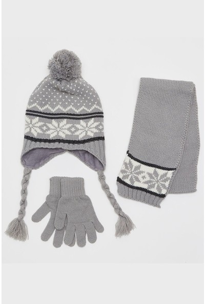 Fatella Erkek Çocuk Jakarlı Desenli Atkı Bere Eldiven Set Takım Fatella Erkek Çocuk Jakarlı Desenli Atkı Bere Eldiven Set Takım