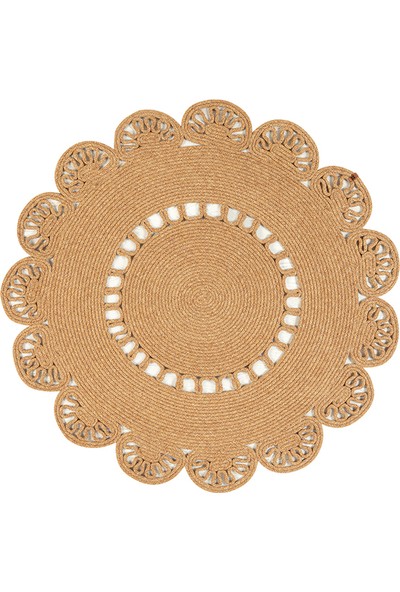 Palmira Jüt Görünümlü Dekoratif Jüt Kilim 120 x 120 Cm Naturel