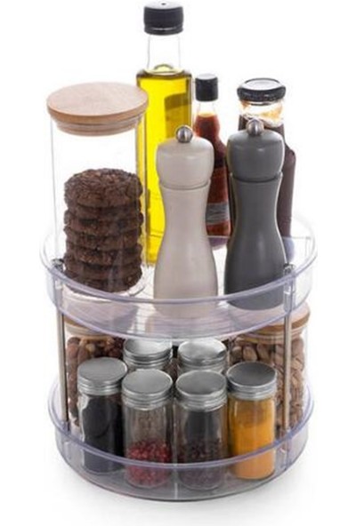 Primanova Elpida Iki Katlı Döner Raf Şeffaf