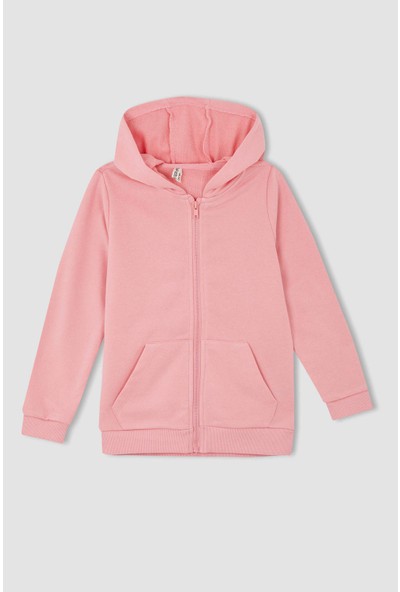 DeFacto Kız Çocuk Regular Fit Kapüşonlu Kalın Kumaş Hırka Y0942A622AU