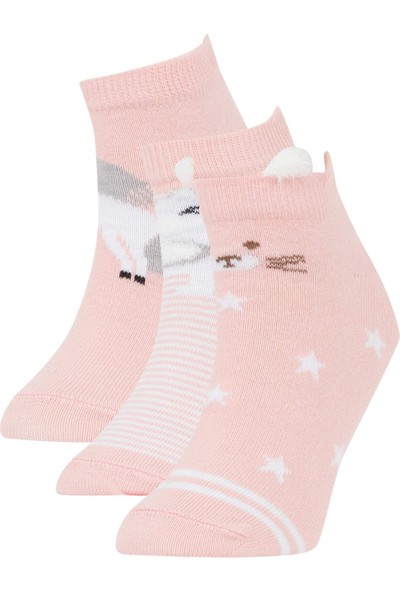 DeFacto Kız Çocuk Pamuklu 3'lü Kısa Çorap V7961A6NS DeFacto Kız Çocuk Pamuklu 3'lü Kısa Çorap V7961A6NS