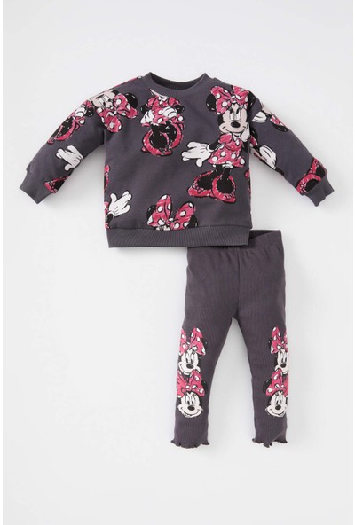 DeFacto Kız Bebek Disney Mickey & Minnie Lisanslı Regular Fit Uzun Kollu Sweatshirt Tayt Takım Y5681A222AU DeFacto Kız Bebek Disney Mickey & Minnie Lisanslı Regular Fit Uzun Kollu Sweatshirt Tayt Takım Y5681A222AU