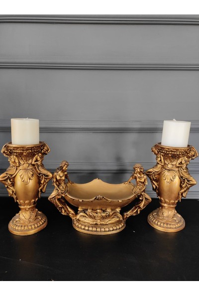 SZN Dekor 2'li Mumluk Gold Şamdan, Gondol Şamdan Set, Konsol Set SZN Dekor 2'li Mumluk Gold Şamdan, Gondol Şamdan Set, Konsol Set