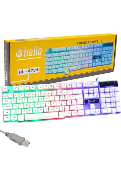 Hello Kablolu Oyuncu Gaming Klavye Şık Tasarım Hello Kablolu Oyuncu Gaming Klavye Şık Tasarım