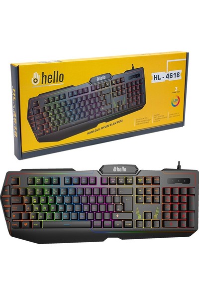 Hello Makro Tuşlu Rgb Işıklı Kablolu Gamıng Oyuncu Klavyesi Hello Makro Tuşlu Rgb Işıklı Kablolu Gamıng Oyuncu Klavyesi