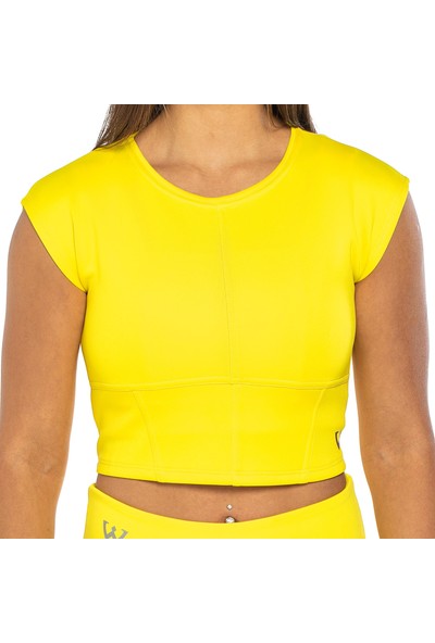 Wiawi Kadın Spor Fit Rahat Tişört Esnek Crop Top - Sunlight Sarı Wiawi Kadın Spor Fit Rahat Tişört Esnek Crop Top - Sunlight Sarı