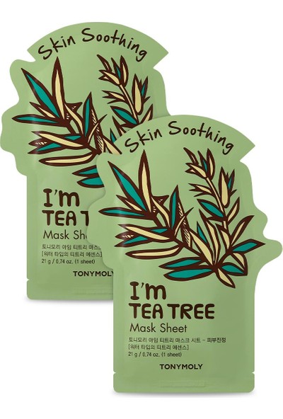 Tonymoly Yüz Maskesi I'm Real Akne Yatıştrıcı Çay Ağacı Cilt Bakımı X2 Adet Tonymoly Yüz Maskesi I'm Real Akne Yatıştrıcı Çay Ağacı Cilt Bakımı X2 Adet