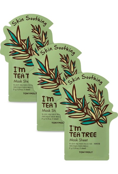 Tonymoly Yüz Maskesi I'm Real Akne Yatıştrıcı Çay Ağacı Cilt Bakımı X3 Adet Tonymoly Yüz Maskesi I'm Real Akne Yatıştrıcı Çay Ağacı Cilt Bakımı X3 Adet