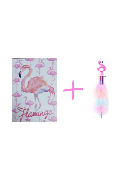 Mikro Hatıra Defteri + Mikro Flemingo Peluşlu Tükenmez Kalem