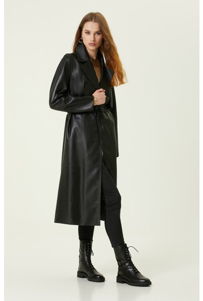 Network Siyah Deri Pardesü