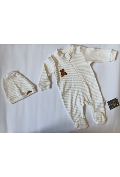 Baby Blue Babyblue Organik Pamuklu Bebek Tulum Takımı Şapkalı