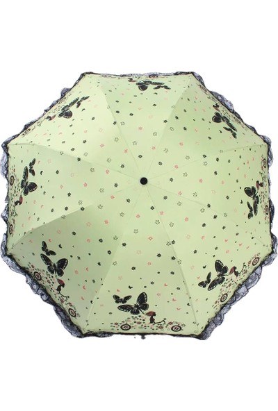 Cr7 Kelebek Dantel Siyah Tutkal Güneş Koruyucu Güneşlik Şemsiye (Yurt Dışından)