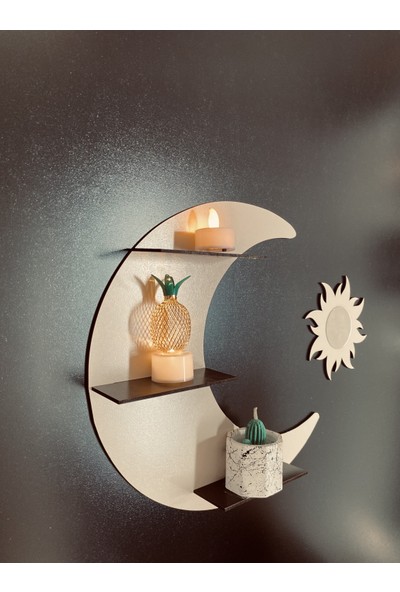 Evdeucuz Ay Güneş Dekoratif Duvar Rafı Evdeucuz Ay Güneş Dekoratif Duvar Rafı
