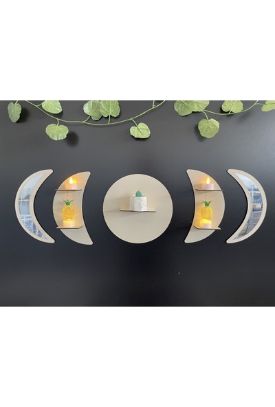 Evdeucuz Ay Evresi Dekoratif Duvar Rafı