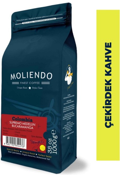 Moliendo Colombia Supremo Medellin Bucaramanga Yöresel Çekirdek Kahve 1000 gr