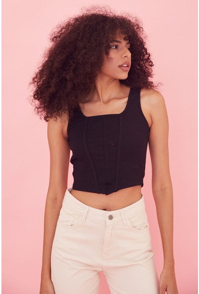 BY H Kaşkorse Fitilli Atlet Siyah