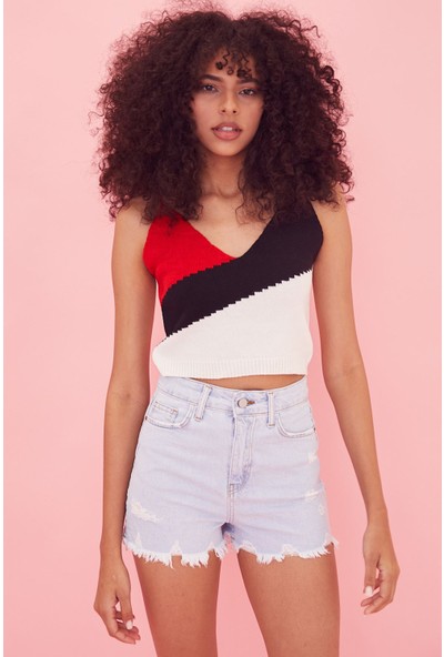 Lime Moda Triko Crop-Siyah