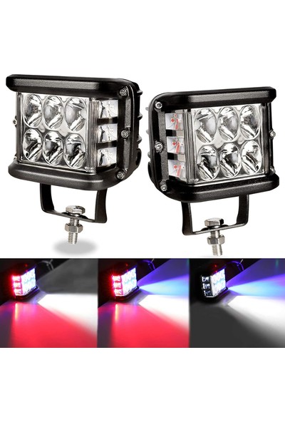 OEM Offroad Sis Lambası Beyaz-Kırmızı-Mavi 12 LED 36W Cift OEM Offroad Sis Lambası Beyaz-Kırmızı-Mavi 12 LED 36W Cift