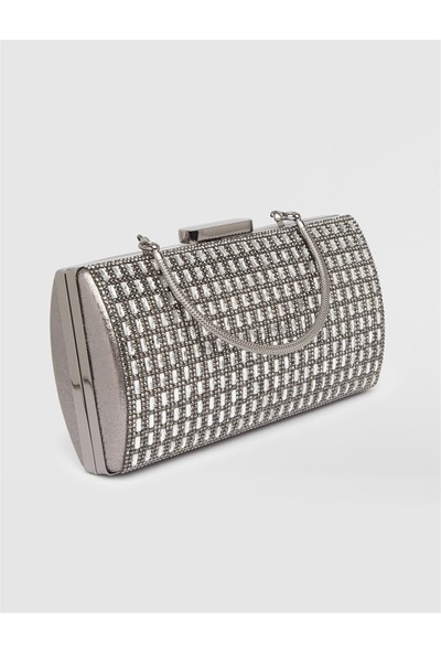 İLVİ Pune Kadın Portföy Çanta Gümüş Taşlı