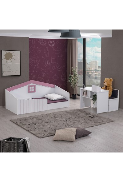 Setay Castle Çocuk Odası, Montessori Yatak Oturaklı Çalışma Masası - Pembe