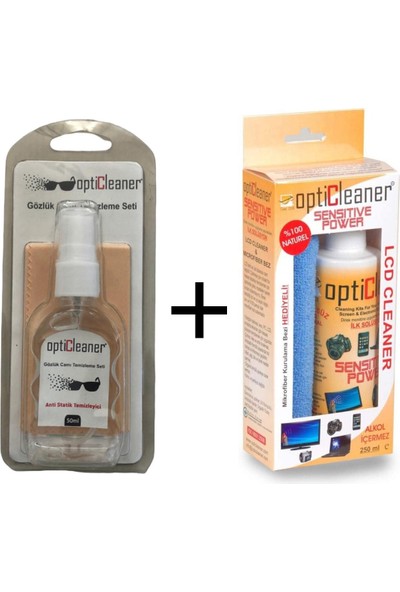 Opticleaner 250ML Ekran Temizleme+Opticleaner 50ML Gözlük Camı Temizleme Opticleaner 250ML Ekran Temizleme+Opticleaner 50ML Gözlük Camı Temizleme