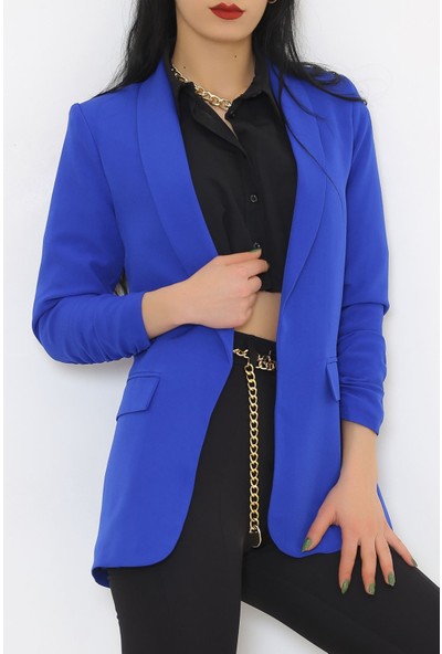 Bigwos Kolu Büzgülü Ceket Saks - 1108.1174. Bigwos Kolu Büzgülü Ceket Saks - 1108.1174.