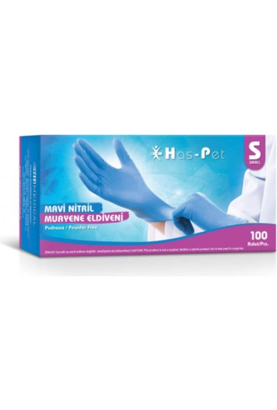 Haspet Mavi Pudrasız Nitril Eldiven - Small Haspet Mavi Pudrasız Nitril Eldiven - Small
