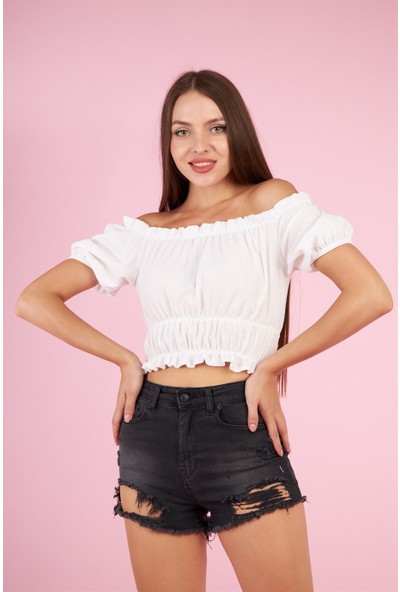 ÇokÇok Moda Fırfırlı Crop