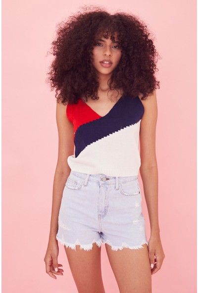 Lime Moda Triko Crop-Lacivert